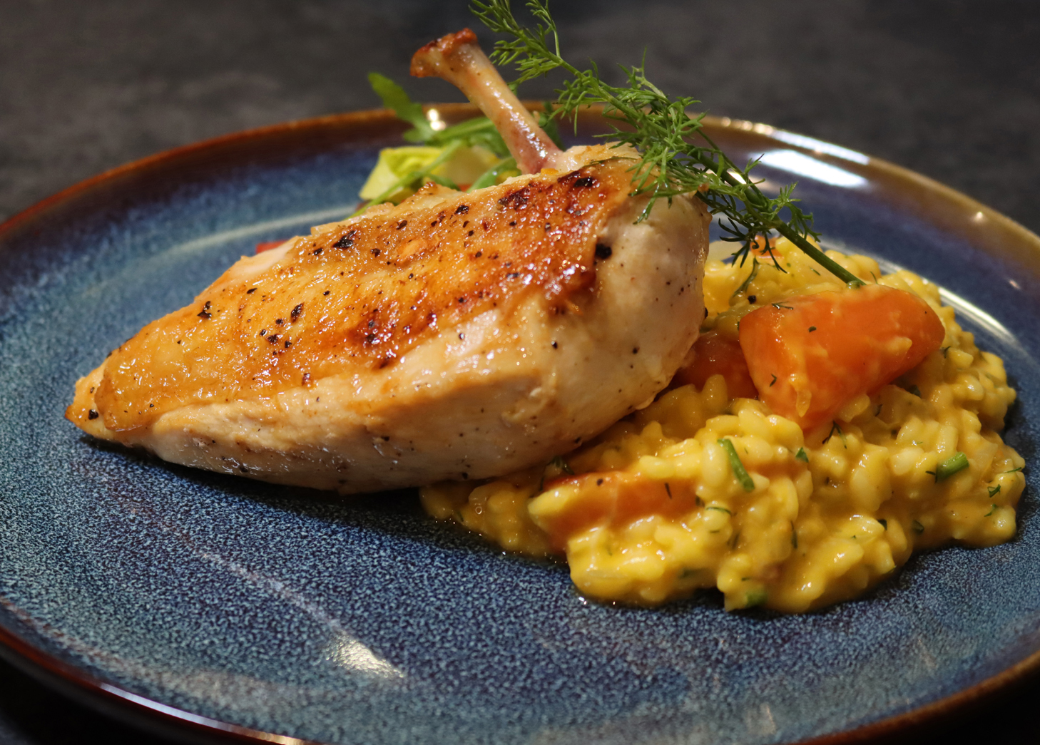 Garlic Chicken with Roasted Carrot Risotto – Chef Kevin Ashton